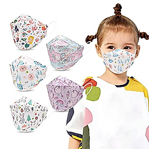 50 PCS Multicolor KF94 Mask Kids, 4 Layer Fish Mouth Type KF94 Masks, Disposable KF94 Kids Masks for School and Daily Use - [10 Pcs/Pack]