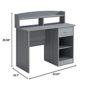 Techni Mobili Modern Office Hutch Writing Desk, Grey