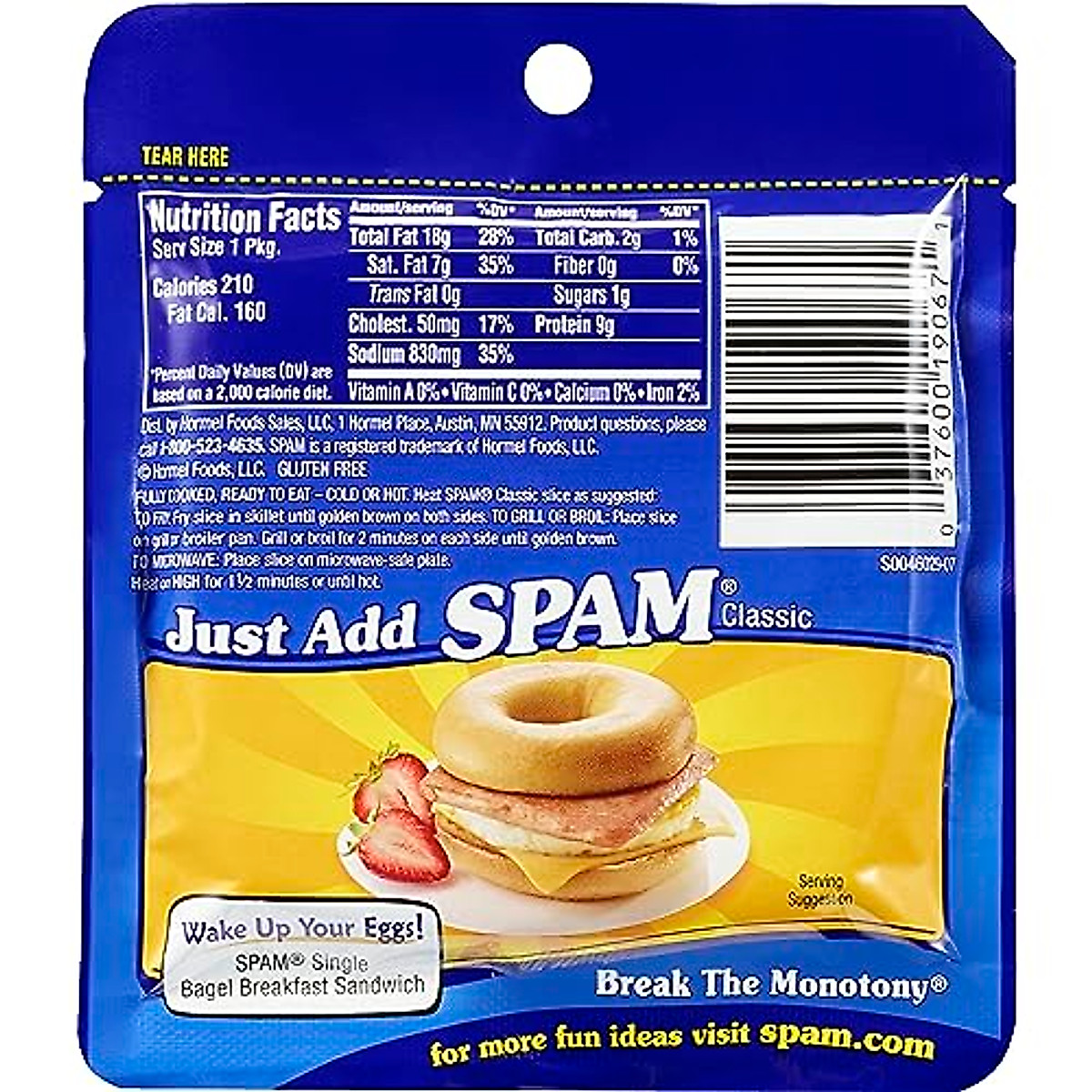 Spam Single Classic, 2.5 Ounce Pouch (Pack of 24)