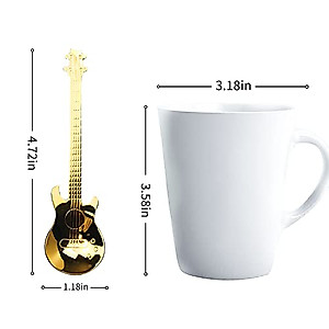Guitar Dessert Spoons Coffee Teaspoons Set, Stainless Steel Colorful Dessert Spoons, Cute Demitasse Tea Scoop for Stirring Drink Mixing Milkshake Jam(Lucky 7)