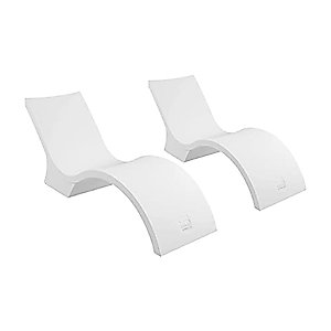 Ledge Lounger - Signature Chaise Deep - Inside Pool & Sun Shelf Lounge Chair - Designed for Deep Shelves 10”-15” - Compatible with All Pool Types - Poolside & Sun Deck Tanning - Set of 2 - White