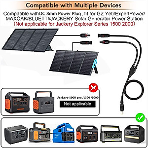 MJPOWER MC-4 to 8mm Adapter Extension Cable 10FT Compatible Solar Panel and Portable Power Station Solar Generator Fit Goal Zero Yeti/Jackery/Anker/BLUETTI EB3A/EB70/EB70S Power Station Renogy Panels