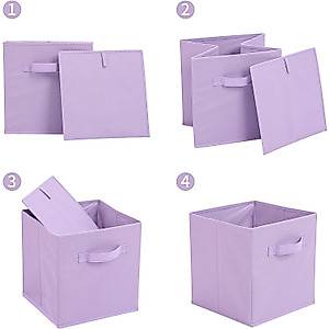 Largoda Storage Cubes,11.4 inch Cube Storage Bins (6 Pack) Storage Bins with Handles,Rectangle Storage Box,for clothes toys books and more,rainbow storage bins Includes 2 stickers