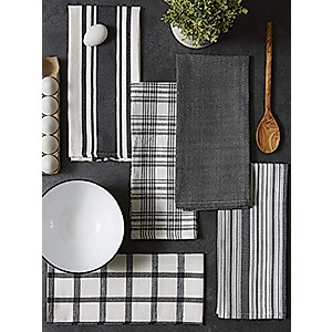 DII Assorted Woven, Kitchen Dishtowel Set, 18x28, Gray, 5 Piece