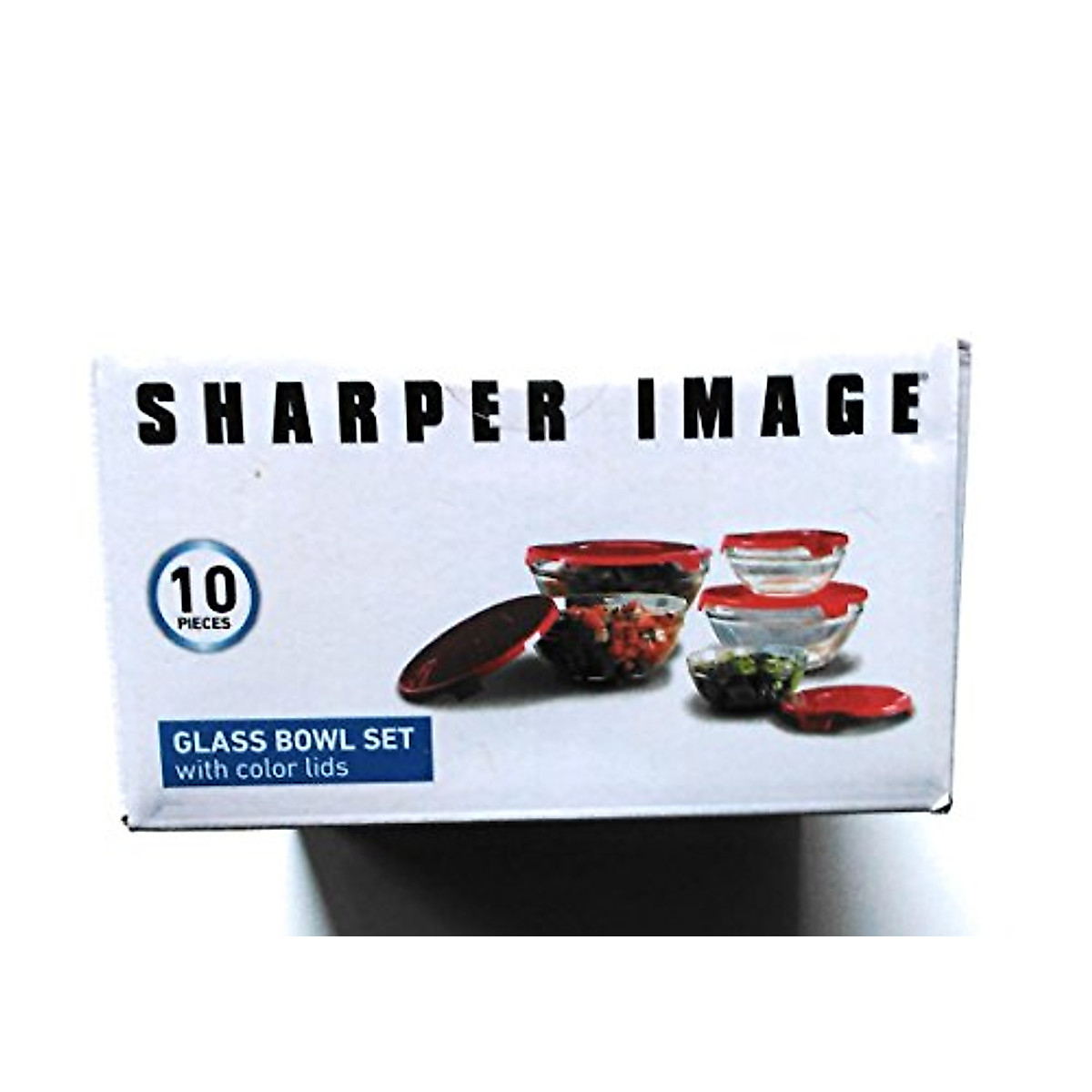 Sharper Image 10 pieces glass bowl set with color lids