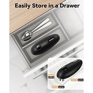 Electric Can Opener for Kitchen with Stainless Steel Blade- Portable Battery Powered Can Opener Smooth Edge, Automatic Easy Hands Free One Touch Start for Seniors with Arthritis, Left Handed, Black