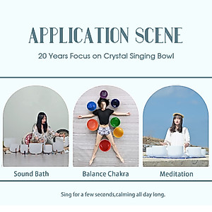 CVNC 432HZ 7-12 Inch Set Of 7 Pcs Frosted Quartz Crystal Singing Bowls With 2 Pcs Carrying Case bag Sound Healing