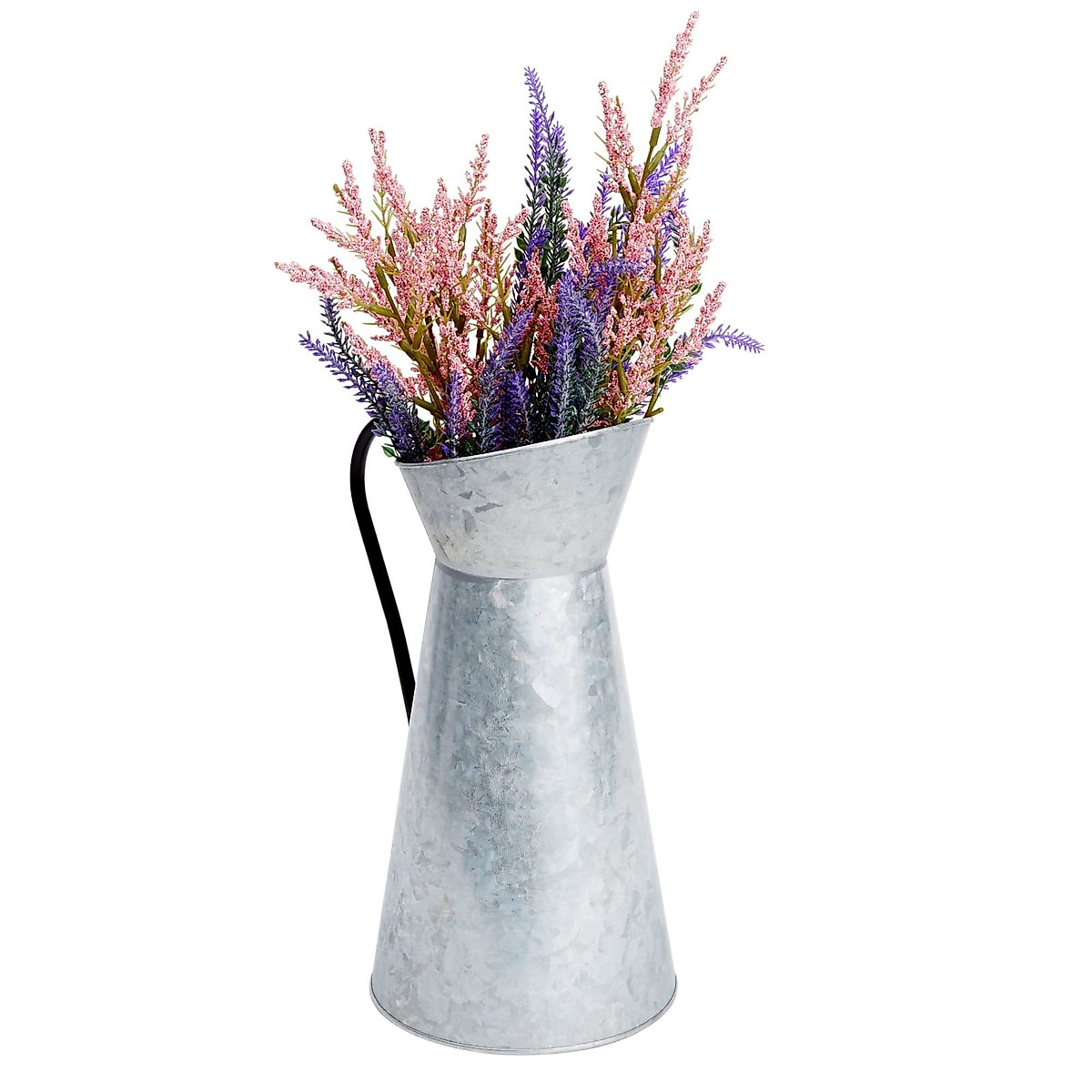 Juvale Rustic-Style Galvanized Vase with Handle, Metal Flower Vase for Farmhouse-Style Home Decor, Table Centerpieces, & Decorative Flowers Arrangements - Vase 12 Inch Tall - Metal Pitcher Vase