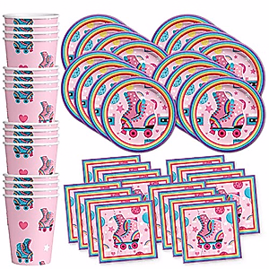 Roller Skating Birthday Party Supplies Set Plates Napkins Cups Tableware Kit for 16