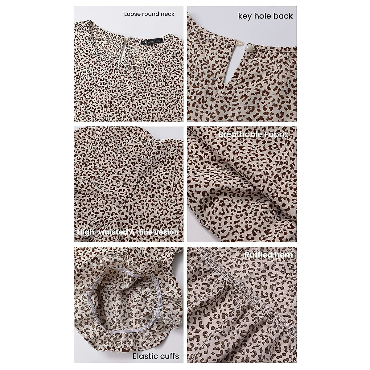 PRETTYGARDEN Women's Summer Casual Boho Dress Floral Print Ruffle Puff Short Sleeve Flowy Midi Beach Party Dresses (Apricot,Medium)