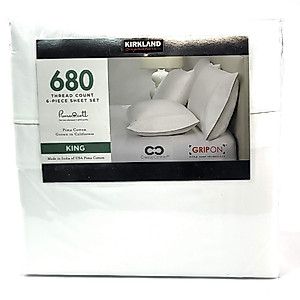 King White 680 Thread Count Kirkland Sheet Set 6 Piece Deep Pockets