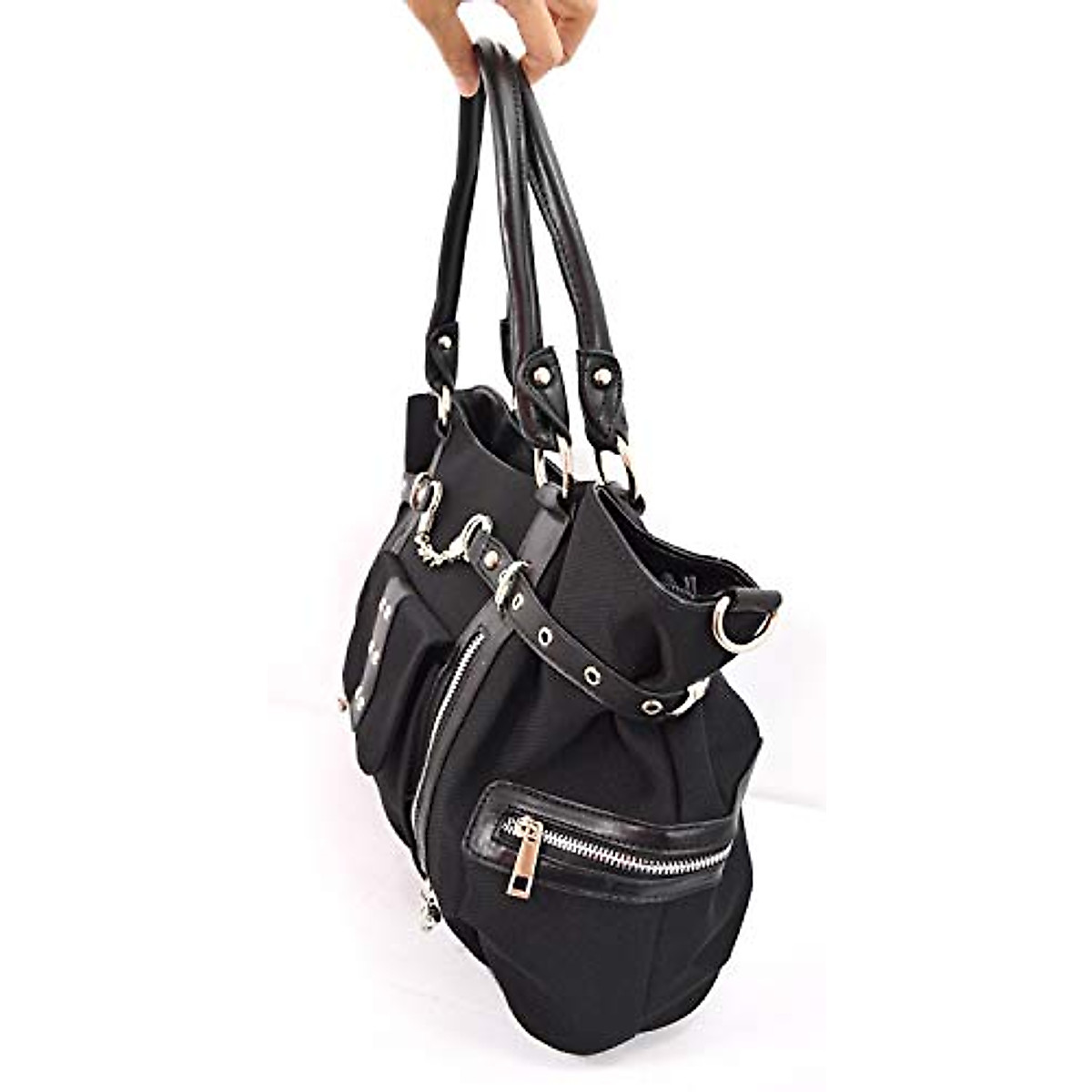 Lost Queen Rise Up Handcuff Goth Punk Rock Black Tote Crossbody Bag Purse