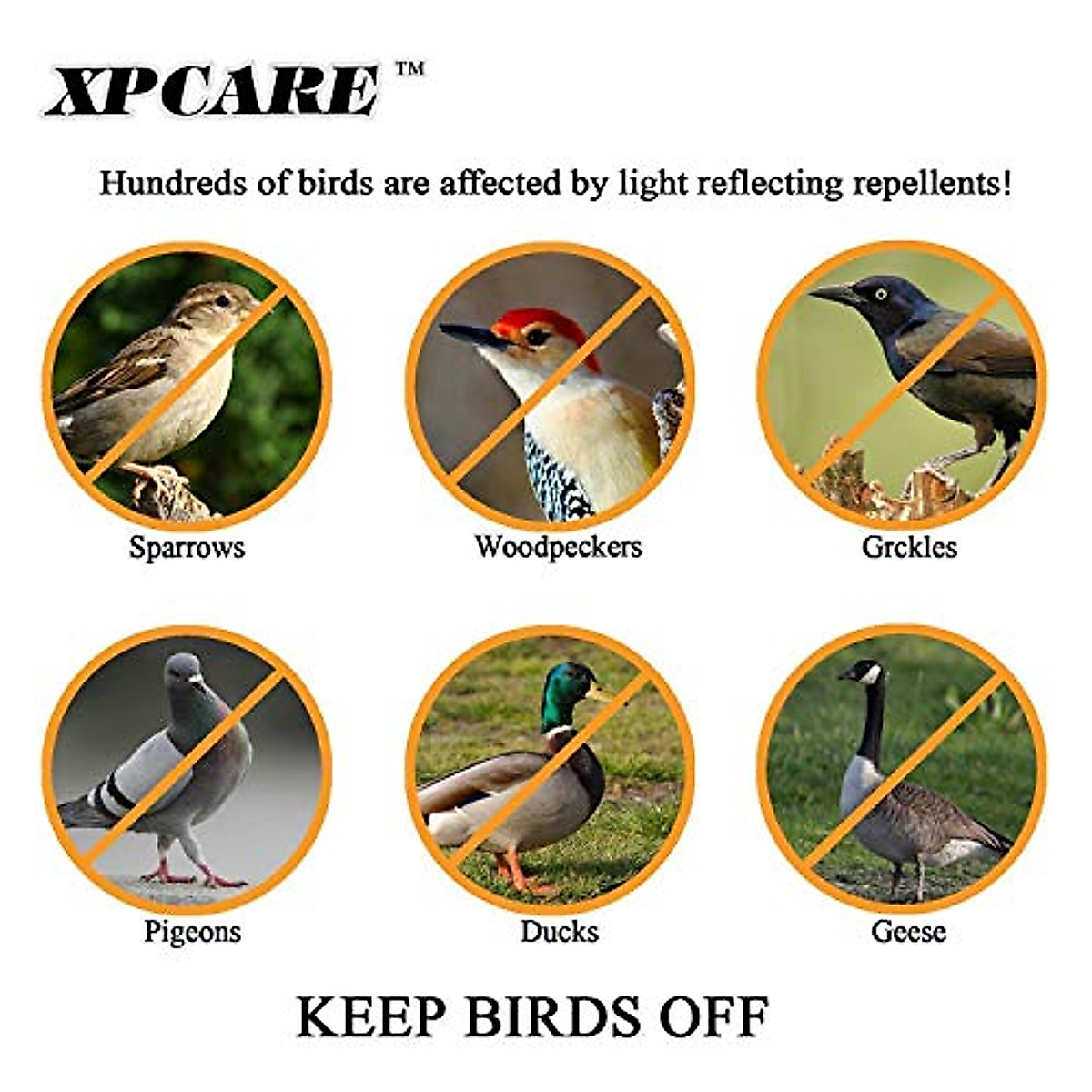 XPCARE Bird Scare Tape Ribbon - 350ft x 2in Reflective Tape Rainbow Tape Products to Prevent Birds from Hitting Windows