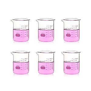 Labvida 6pcs 400ml Upgrated Thick Glass Beakers, Griffin Low Form Beaker Set with Double Scale,3.3 Boro, LVA029