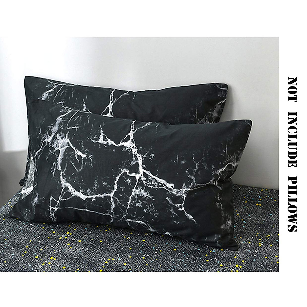 Houseri Black Marble Comforter Set Queen Size, All Season 3 Piece Black and Grey Artistic Bedding Sets Queen Lightweight Breathable Men Women Boys Girls Soft Comfy Bed Quilt Blanket Comforters Queen