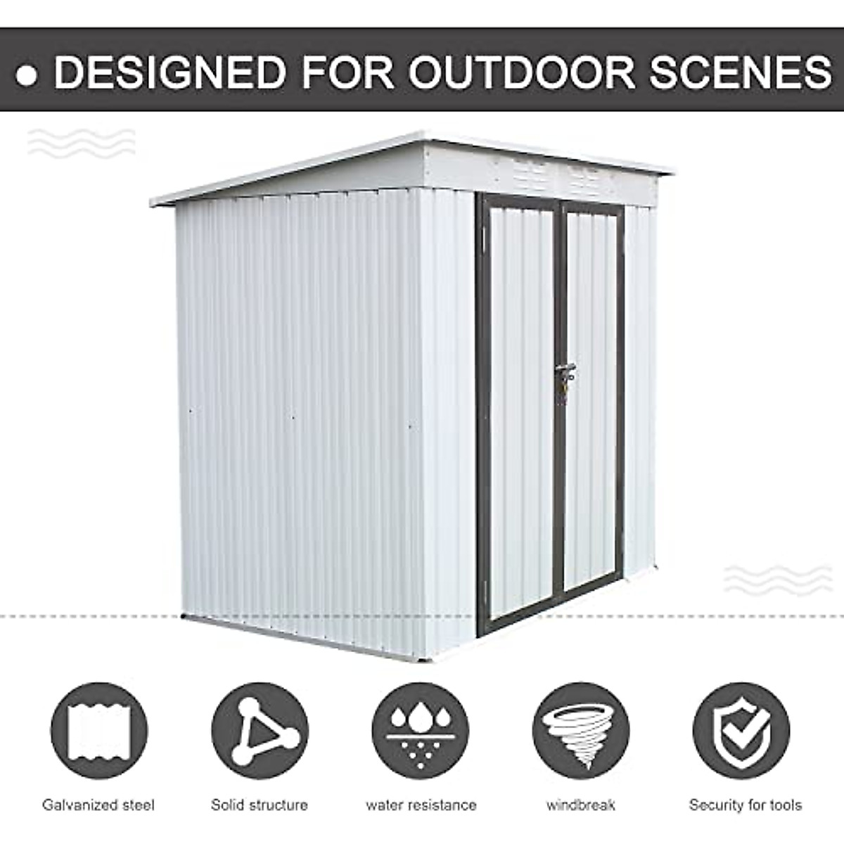 WTRAVEL 6 x 4 FT Outdoor Storage Shed Steel Tool Storage Shed with Lock ...