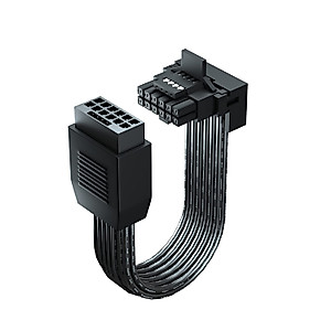 JOYJOM PCI-e 5.0 12VHPWR 16 Pin Right Angle Adapter Female to Male Extension Cable, 16AWG 600W 12VHPWR 90 Degree Adapter for Graphic Card GPU 12+4pin RTX 3090Ti 4070Ti 4080 4090 (Type B)