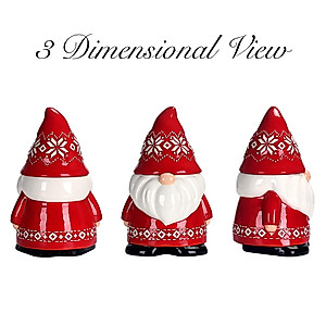 Bico Red Christmas Gnome 11 inch Air Tight Cookie Jar, Handpainted, Dishwasher Safe, Holiday Accent for Kitchen Counter