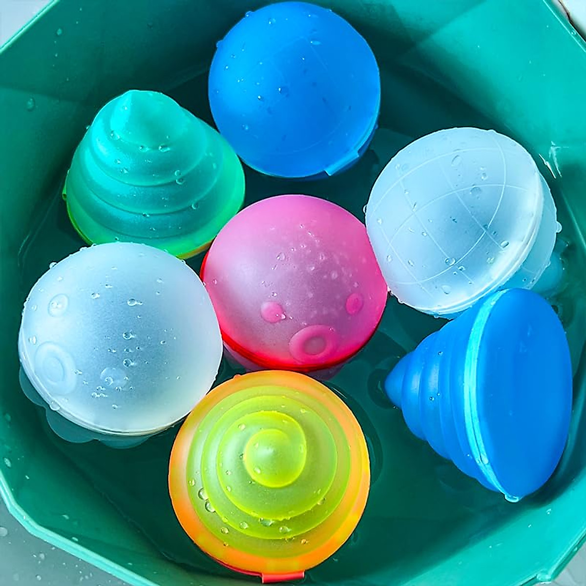 Reusable Water Balloons Water Bombs Fun Shapes Self Sealing Magnetic Refill in 1 Second - 6 pcs/pack