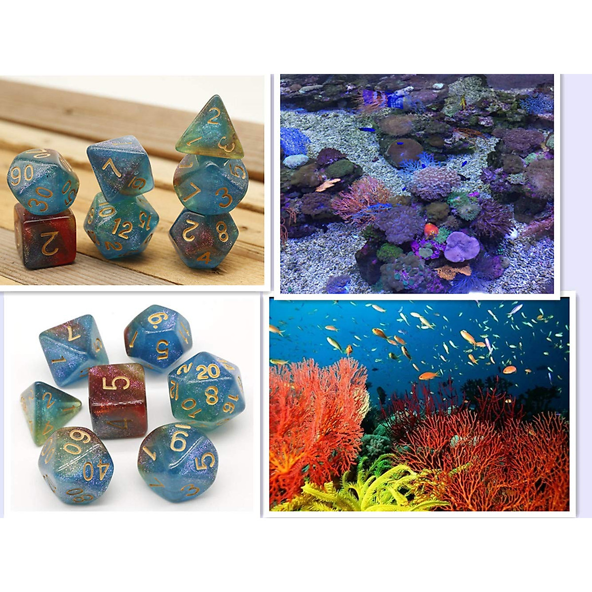 DND Dice Polyhedral 7-Die Dice Set for D&D Dungeons & Dragons Role Playing Gaming Ocean dice