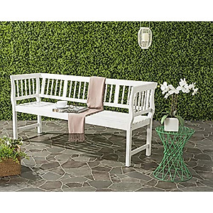 Safavieh PAT6732C Outdoor Collection Brentwood Bench, Antique/White