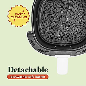 BELLA 3 Qt Manual Air Fryer Oven and 5-in-1 Multicooker with Removable Nonstick and Dishwasher Safe Crisping Tray and Basket, 1400 Watt Heating System, Matte White