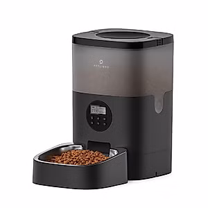 PETLIBRO Automatic Cat Feeder, Automatic Cat Food Dispenser with Timer Interactive Voice Recorder, Auto Cat Feeder with 1-4 Meals Control Dry Food, Black Transparent