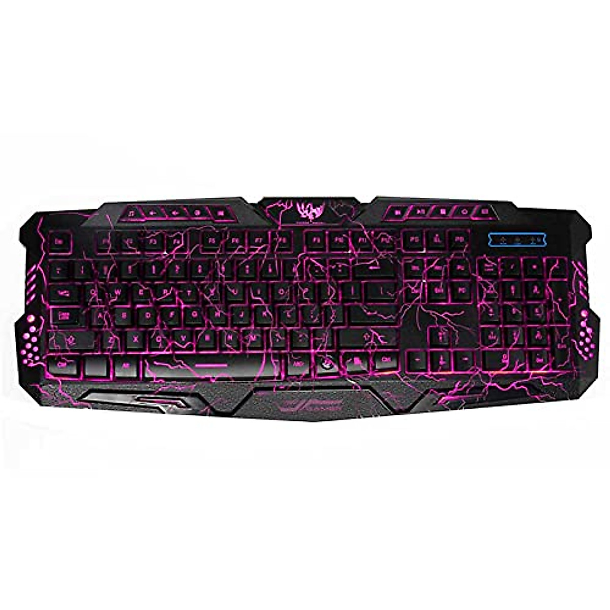 MDJEOE A878 114-Key LED Backlit Wired USB Gaming Keyboard with Cracking Pattern Black