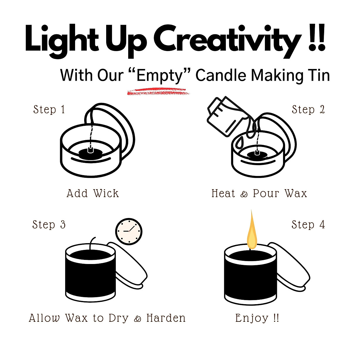 Fragranthetic (Empty Candle Tins 8 oz with Lids - 12-Pack of Bulk Candle Jars for Making Candles, Arts & Crafts, Storage, Gifts, and More - Empty Candle Jars with Lids (Cream)