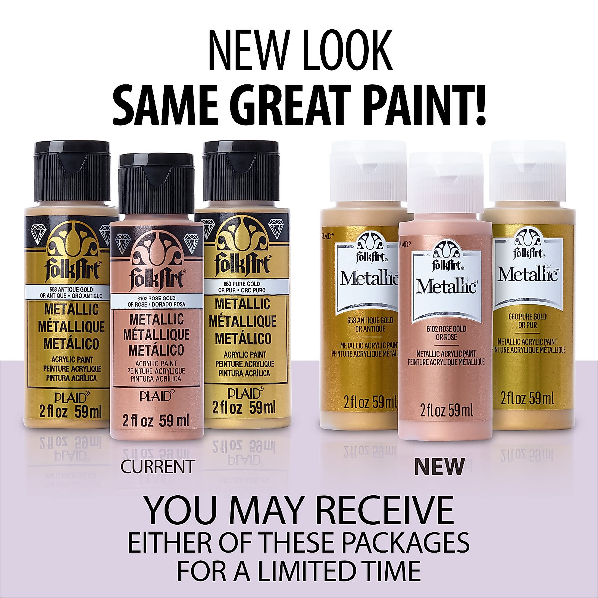 FolkArt Acrylic Metallic Paint, Non Toxic, 2 Fl Oz (Pack of 1), Pure Gold
