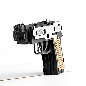 HUNGER Handmade 3D Pop Up Gun Sharpshooter Birthday Cards Creative Greeting Cards Papercraft (Q513202)