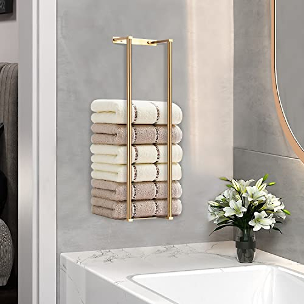 Towel Racks for Bathroom Wall Mounted, Stainless Steel Bath Towel Holder Wall Towel Rack,Wall Towel Storage, Bathroom Organization, Mounted Towel Rack,Modern Small Space Bathroom Towel Storage