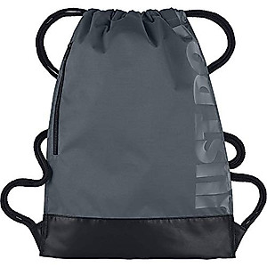 Nike Brasilia Training Gymsack, Drawstring Backpack with Zippered Sides, Water-Resistant Bag, Flint Grey/Black/White