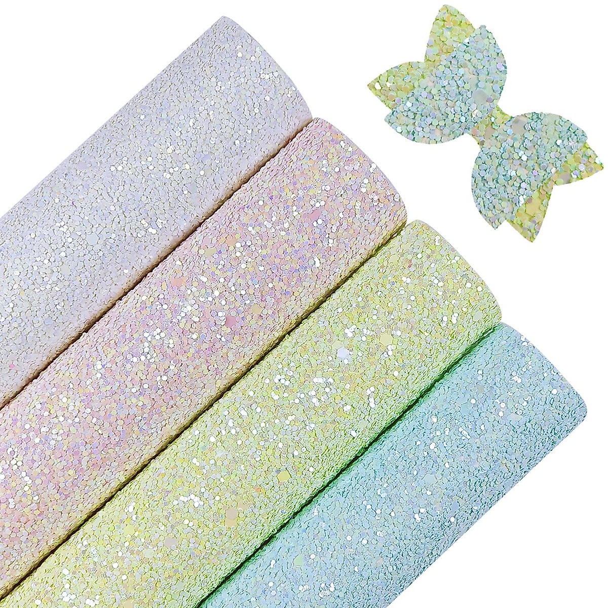 Greatdiy Sparkly Glaze Candy Color Chunky Glitter Fabric Sheets 8 x 12 inch Shiny Multiple Solid Color Summer Faux Leather for Bows (Glaze Candy Color)