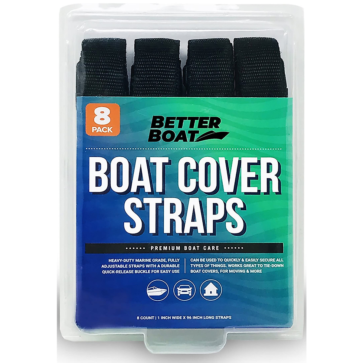 Boat Cover Straps Adjustable Buckle Straps 8 Pack Strap Buckles Boat Buckle Nylon Straps with Buckle 1" x 96" Utility Straps with Quick Release Buckle