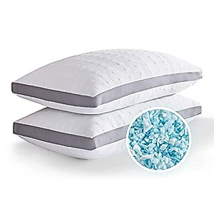 Meoflaw Cooling Pillows Standard Size Set of 2,Shredded Memory Foam Bed Pillows for Sleeping,Standard Pillows for Back & Side Sleepers,Adjustable 2 Pillows Standard Size with Washable Cover