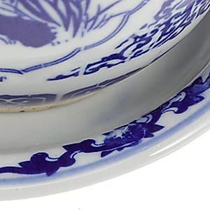 Yardwe Blue and White Planter Ceramic Planter Ceramic Flower Pots with Drainage Hole Plant Pots with Saucer Tray Plants Container for Bonsai Plants Flower Aloe Small Succulent Pots