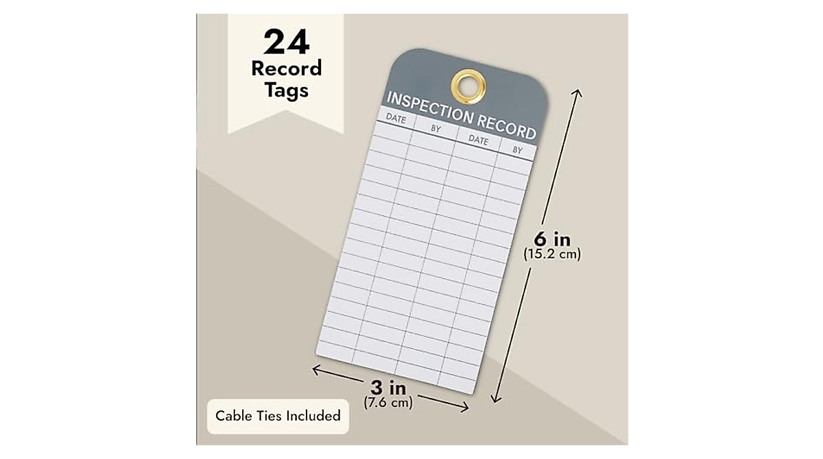 24 Pack Safety Inspection Tags, Record Label Tags with Cable Ties for ...