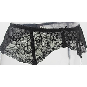 TVRtyle Black Lace Sexy Women Metal Clips Garter Belts For Stockings,Black, Small