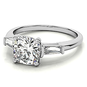 10K/14K/18K Solid White Gold Handmade Engagement Ring, 2 CT Cushion Cut Moissanite Solitaire Ring, Wedding Ring Set for Women/Her, Anniversary/Propose Gifts, VVS1 Colorless, Jewelry