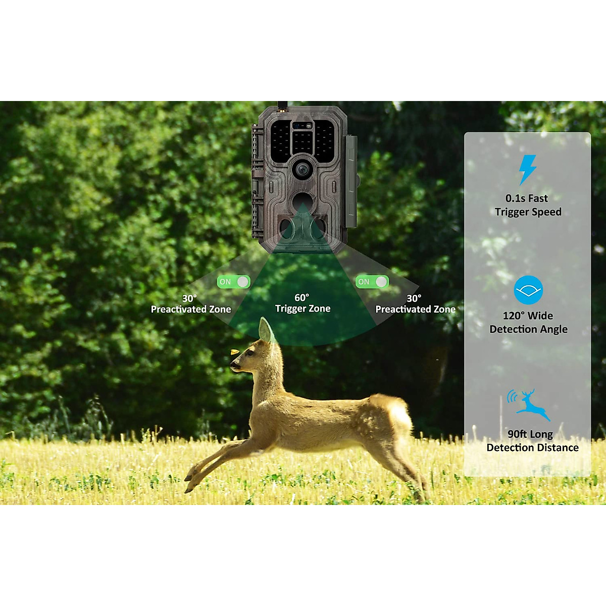Meidase Cellular Trail Camera S950, Game Camera with 4G LTE, Clear 100ft No Glow Night Vision, Sends Picture to Cell Phone App