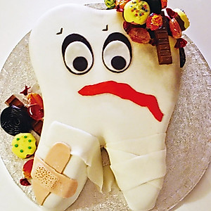 HiParty Tooth Cake Pan, Non-Stick Teeth Silicone Cake Bread Mousse Pie Flan Tart Baking Mold Kitchen Bakeware (12.4" X 9.8", Random Color)