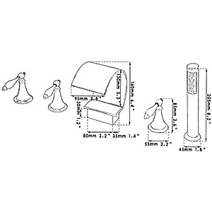 Kitchen Taps Faucet Solid Brass Waterfall Taps Mixer Tap Deck Mount 3 Handles Taps Bathtub Mixer Chrome Bathtub Bathroom Faucet 5-Piece Set