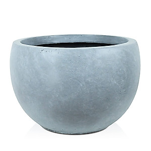 Kante 12" D Lightweight Concrete Outdoor Round Bowl Planter, Outdoor/Indoor Large Planters Pots with Drainage Hole for Garden Patio Balcony Deck Living Room, Slate Gray