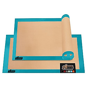 Gorilla Grip Non Stick Silicone Baking Mat Sheet, 2 Pack, Reusable Cookie Sheets Liner, Heat Resistant, No Oil Greasing Needed, Kitchen Oven Essentials, Food Grade and BPA Free, Half Sheet, Turquoise