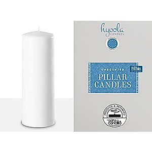 Hyoola White Pillar Candles 2x8 Inch - 4 Pack Unscented Pillar Candles - European Made