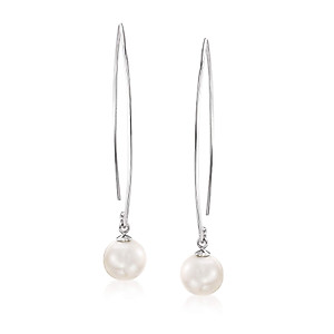 Ross-Simons 8-8.5mm Cultured Pearl Threader Drop Earrings