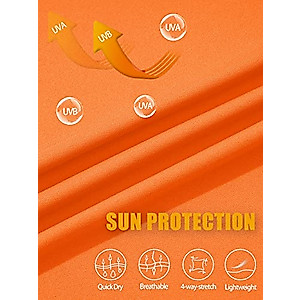 Fishing Shirts for Men Long Sleeve with Hooded UPF 50+ Sun Protection Moisture Wicking Active Rash Guards Summer Shirts Orange