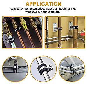 VIGRUE 53pcs Cable Clamps Assortment Kit, 304 Stainless Steel Rubber Cushion Pipe Clamps in 6 Sizes 1/2'' 1'' 1.25'' 1.5'' 1.75'' 2''