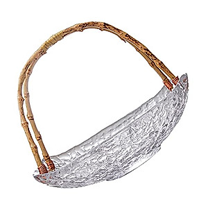 Holibanna Bamboo Glass Fruit Bowl food serving plate Handheld Snack Basket wedding snack tray Dried Fruit Storage Organizer clear basket Dried Food Basket Bamboo weaving Storage Box candy